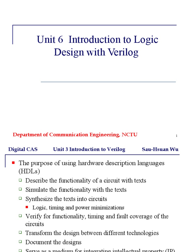 Introduction to Logic Design with Verilog HDL | PDF | Hardware Description Language | Electronic ...