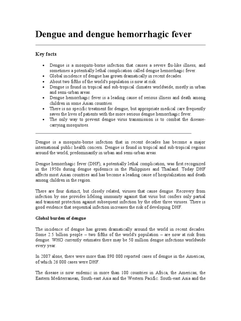 Understanding Dengue Fever and DHF | PDF | Mosquito | Infection