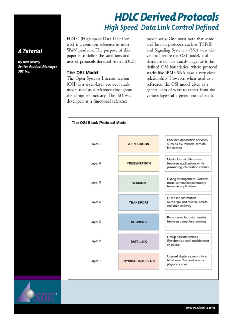 HDLC Derived Protocols: High Speed Data Link Control Defined | PDF | Osi Model | Internet ...