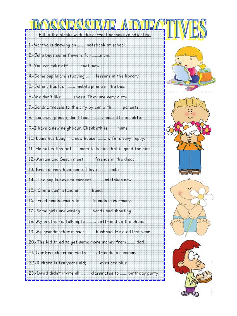 Fill in the blanks with the correct possessive adjective | PDF