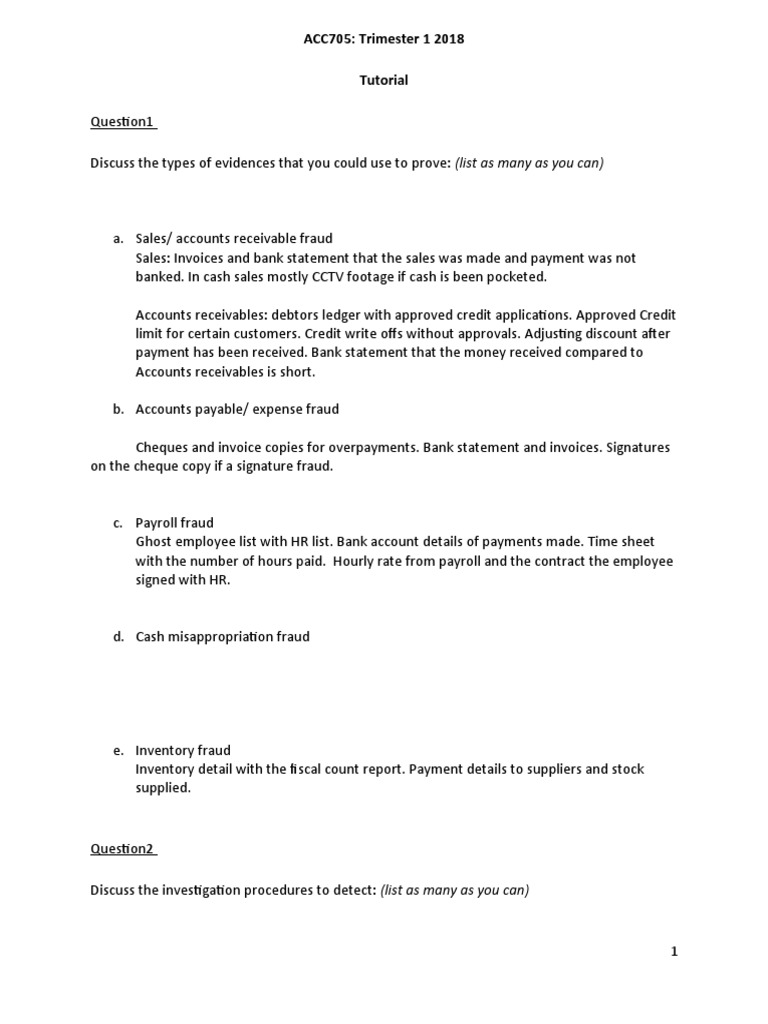 ACC705: Trimester 1 2018 Tutorial | PDF | Accounts Payable | Payments