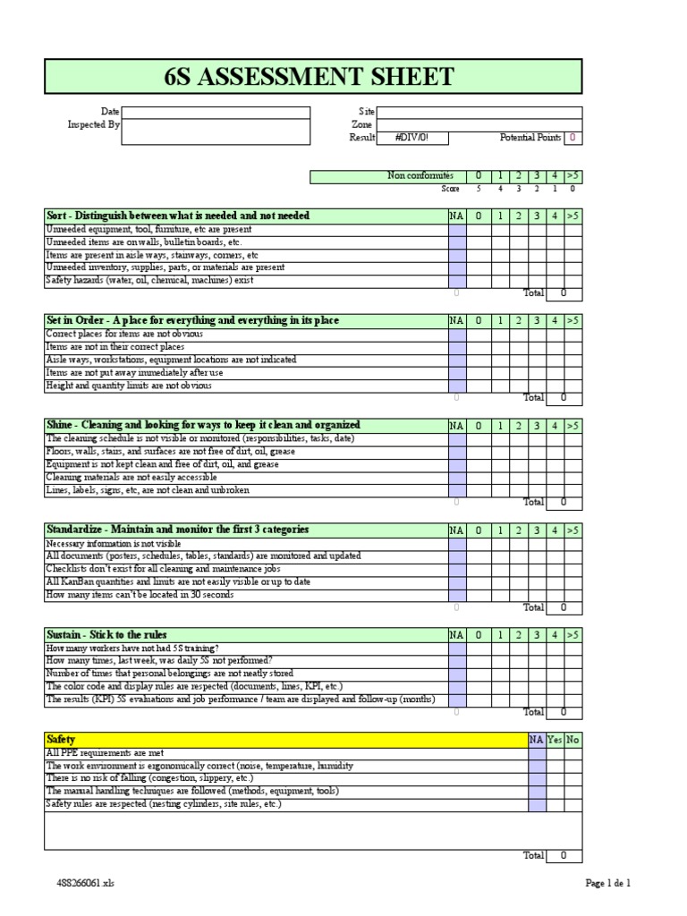 6S Assessment Sheet: Necessary Information Is Not Visible | PDF | Business