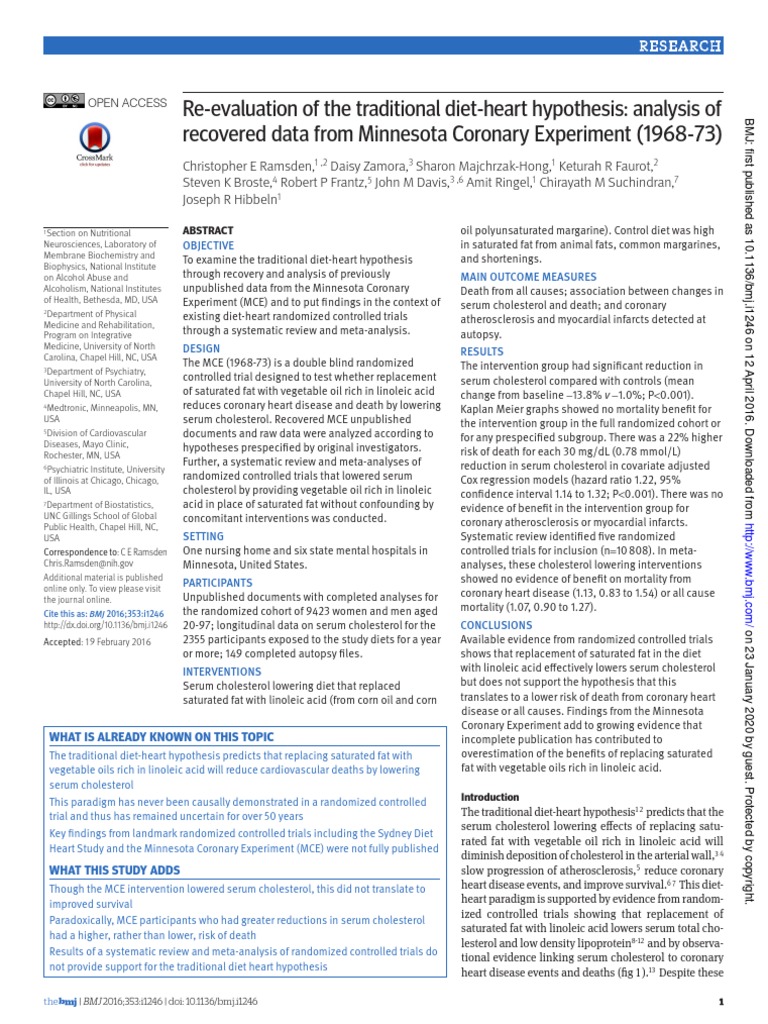 Re-Evaluation of The Traditional Diet-Heart Hypothesis: Analysis of ...