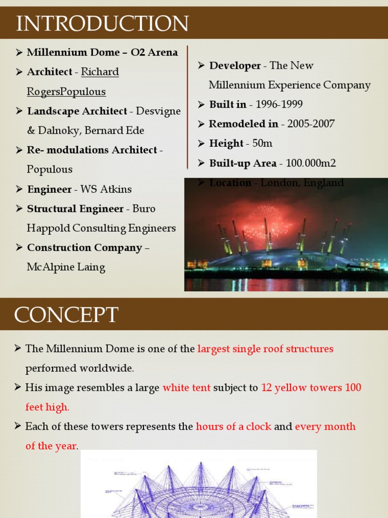 The History and Structure of the Millennium Dome and O2 Arena | PDF ...