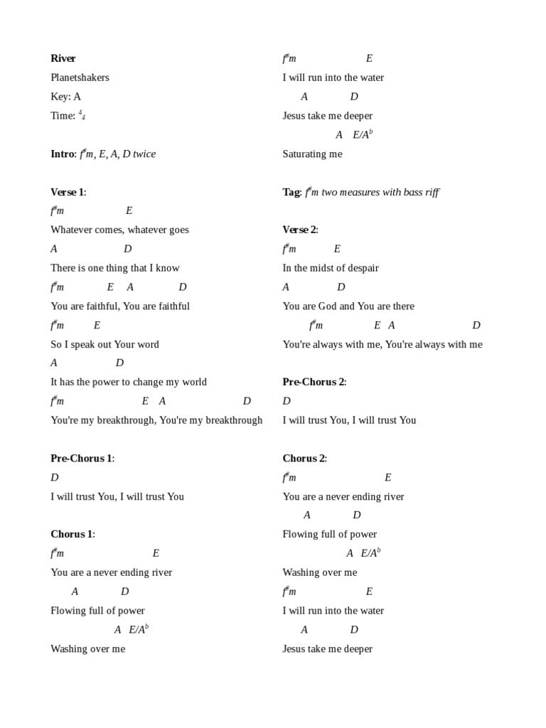 River Worship Song | PDF | Song Structure | Musical Forms