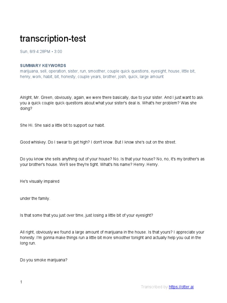 Transcription-Test: Sun, 8/9 4:28PM - 3:00 | PDF