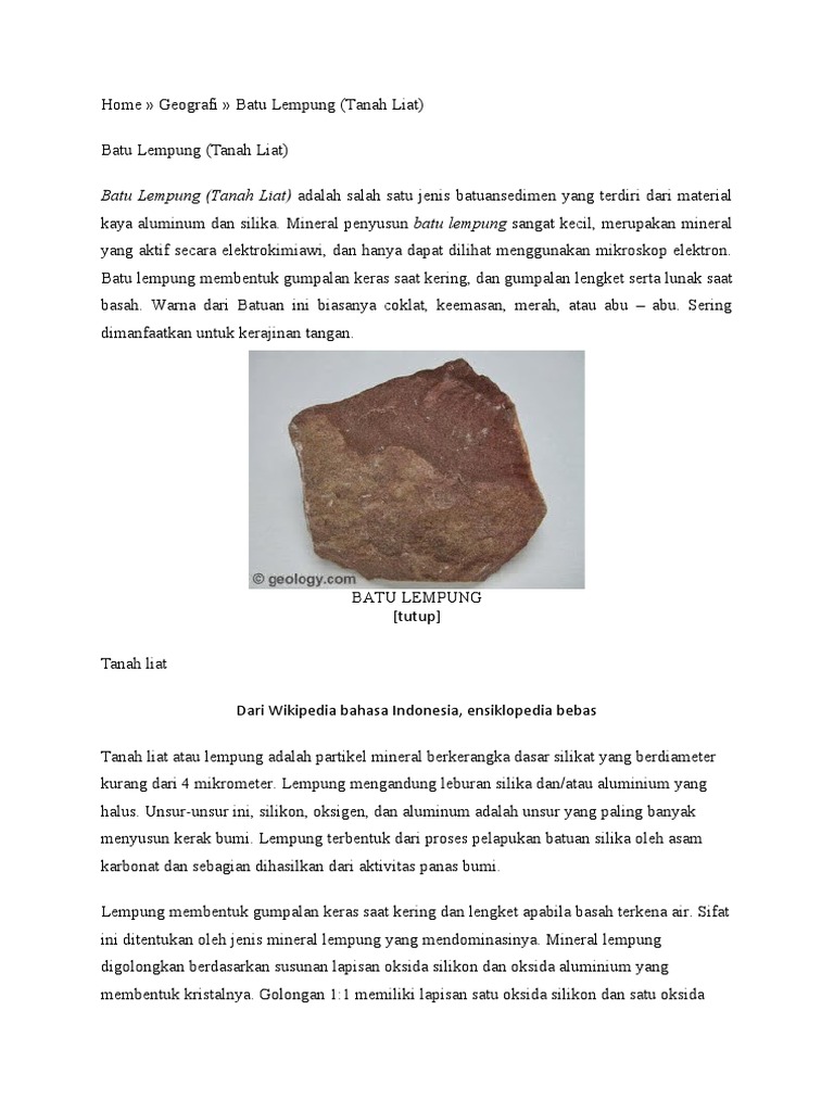 Ciri dan Karakteristik Batu Lempung | PDF | Sains & Matematika
