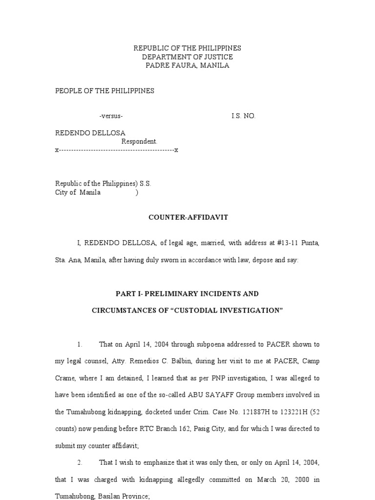 Counter Affidavit | PDF