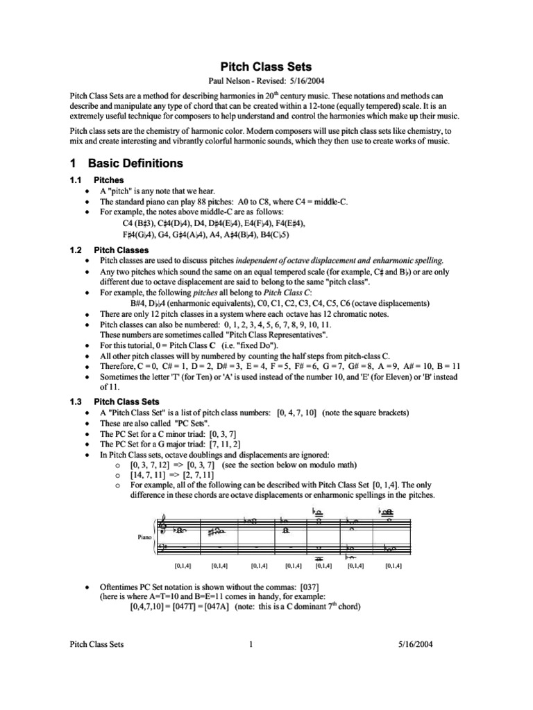 Understanding Pitch Class Sets | PDF | Scale (Music) | Interval (Music)
