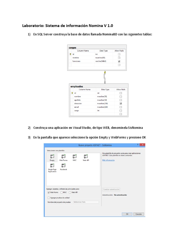 Laboratorio Sistema Web Nomina 1 | PDF | Microsoft Visual Studio | Active X Data Objects
