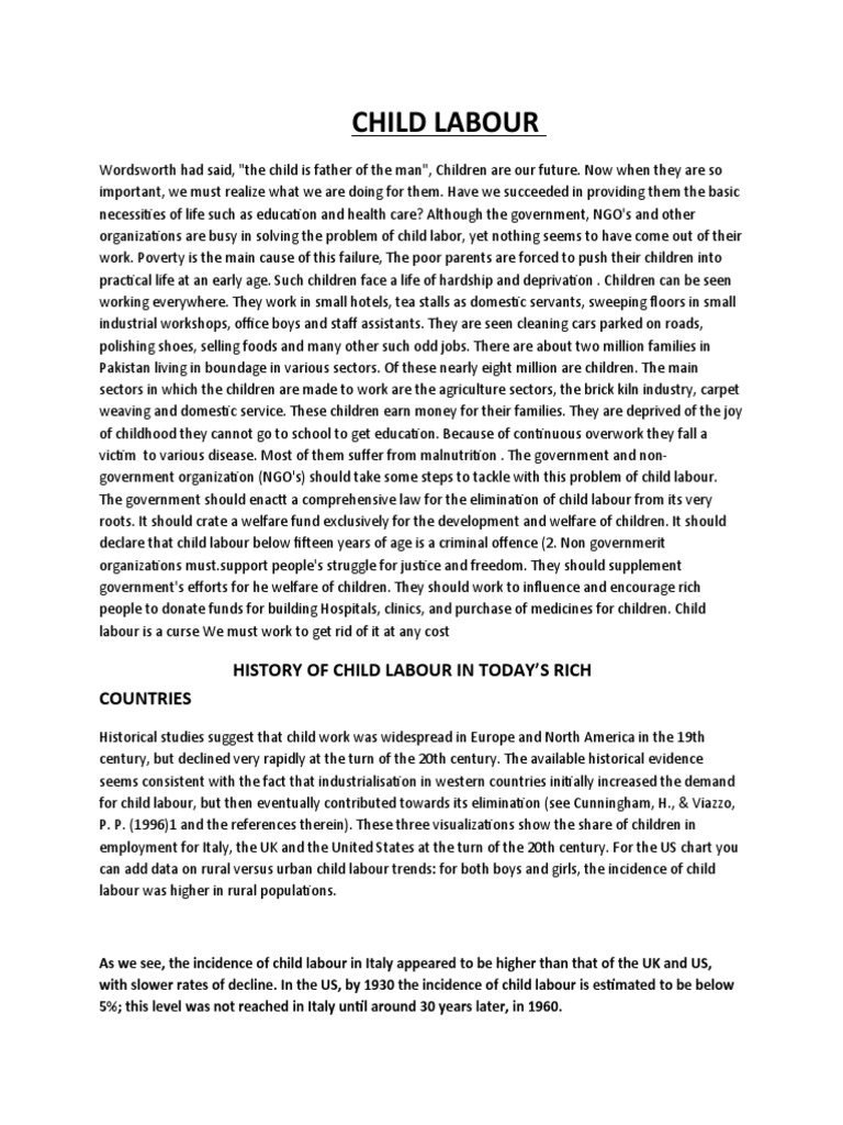 Child Labour: History of Child Labour in Today'S Rich Countries | PDF ...