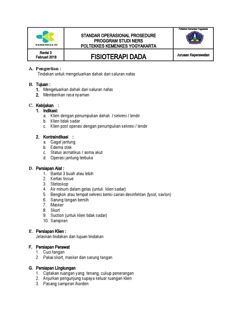 Sop Fisioterapi Dada | PDF
