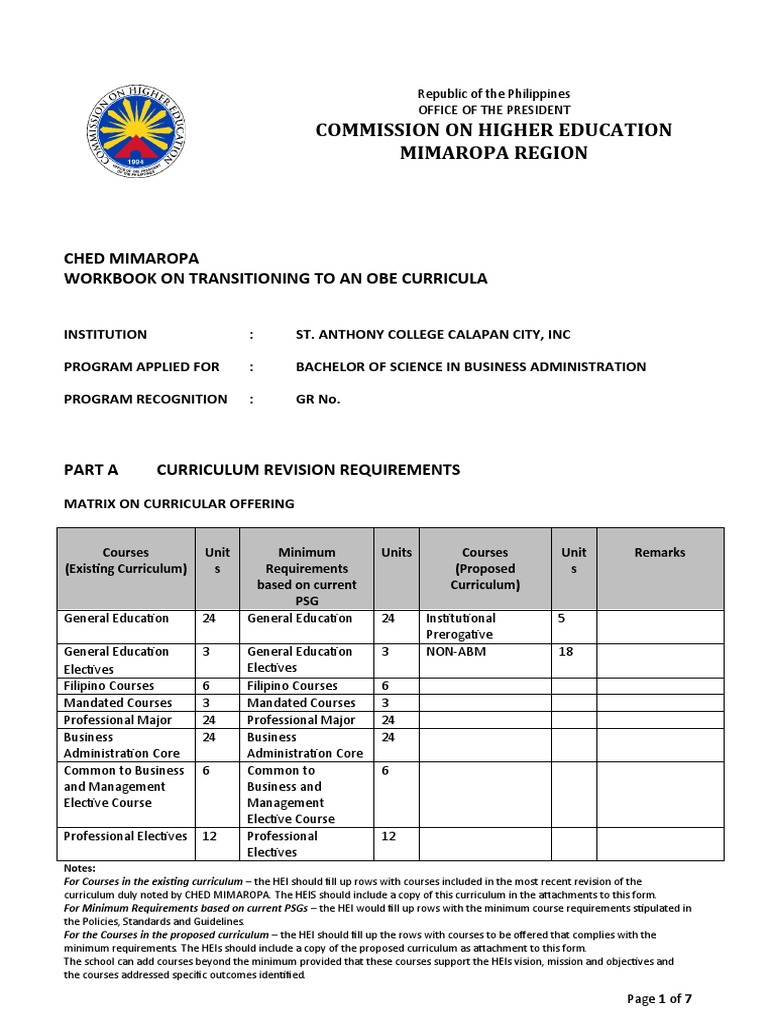 BSBA | PDF | Goal | Curriculum