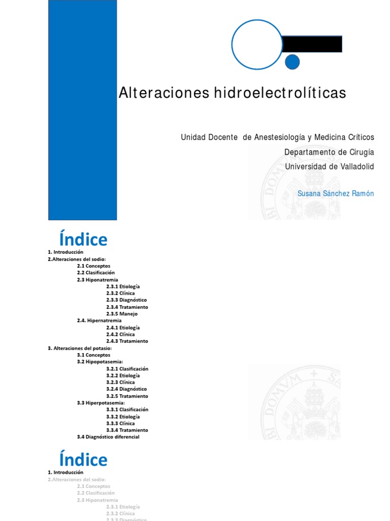 Alteraciones Hidroelectrolíticas | PDF | Sodio | Potasio