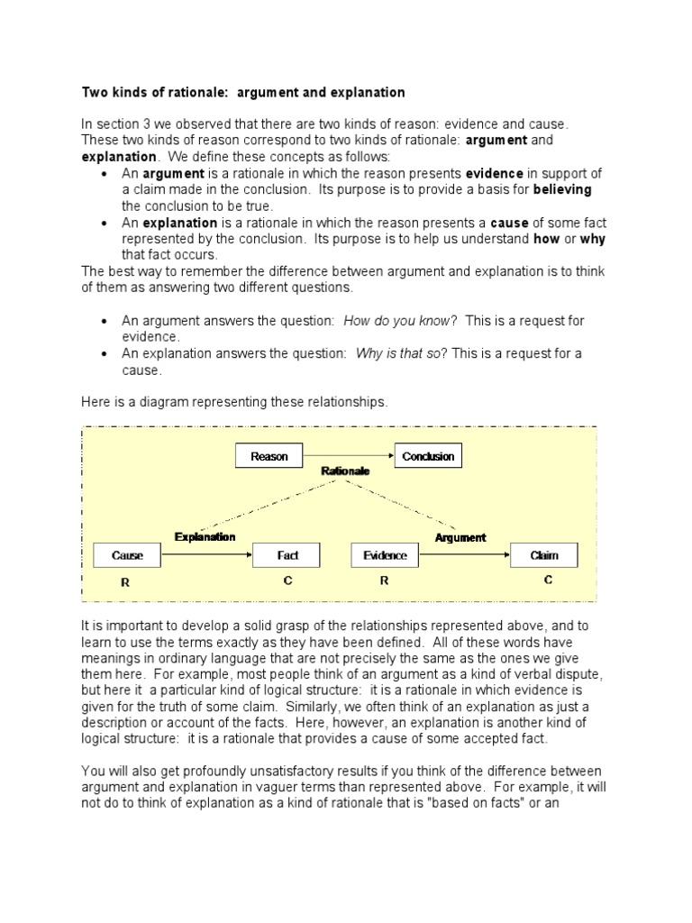 Two Kinds of Rationale Argument and Explanation | PDF | Argument | Reason