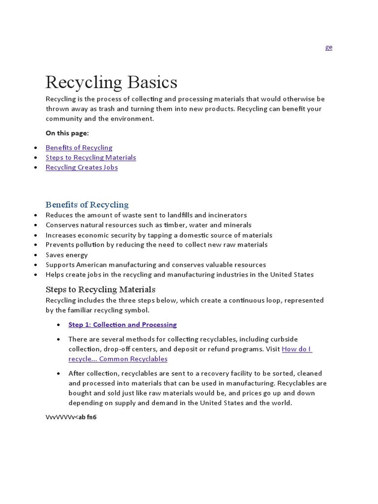 Recycling Basics | PDF | Home & Garden | Technology & Engineering