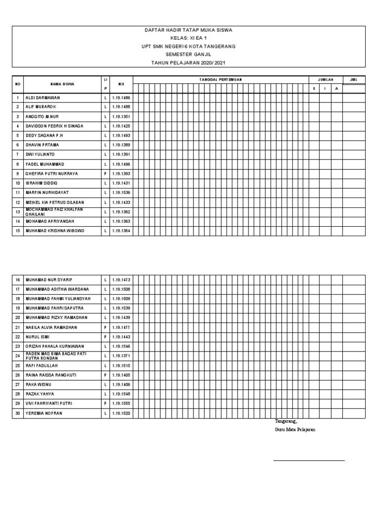 DAFTAR HADIR EA Print 3 RANGKAP | PDF