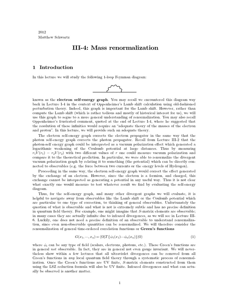 III-4: Mass Renormalization | PDF | Quantum Electrodynamics | Quantum ...