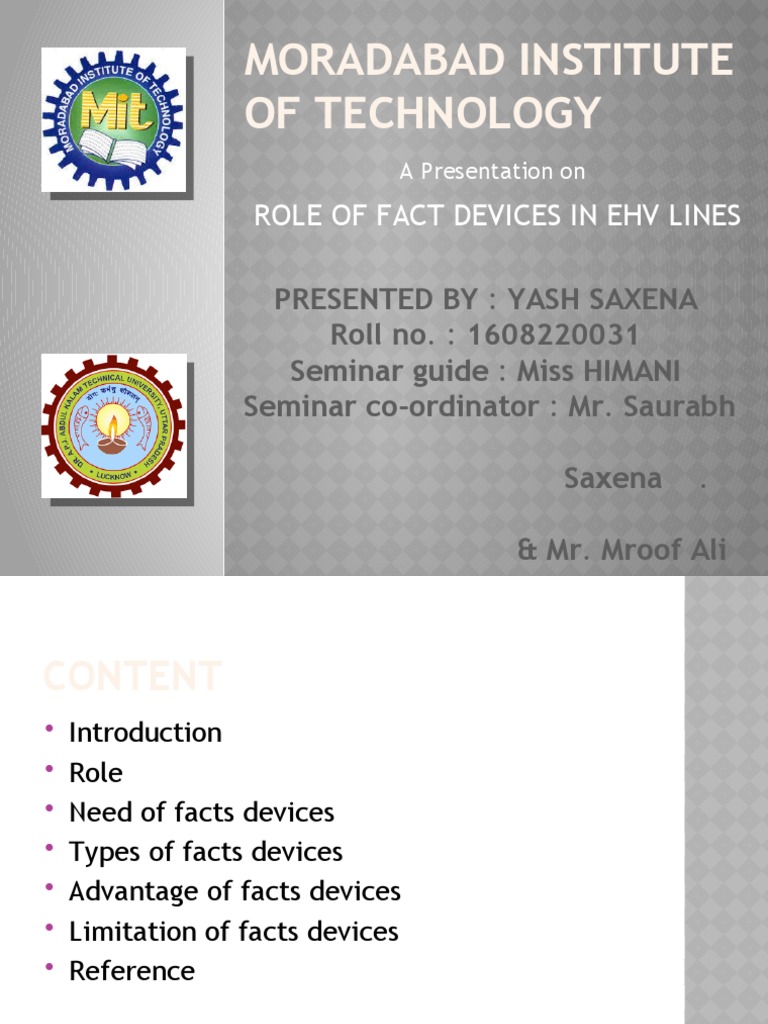 Facts Devices in EHV LINES | PDF | Electric Power Transmission | Ac Power