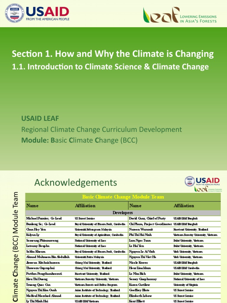Section 1. How and Why The Climate Is Changing: 1.1. Introduction To ...