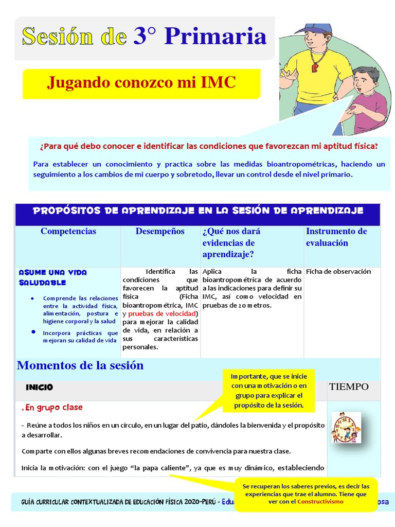 Sesion Imc 3ro de Primaria - 2020 | PDF | Índice de masa corporal | Aprendizaje