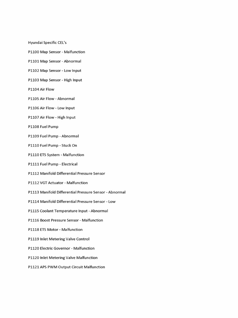 Hyundai Trouble Codes PDF | PDF