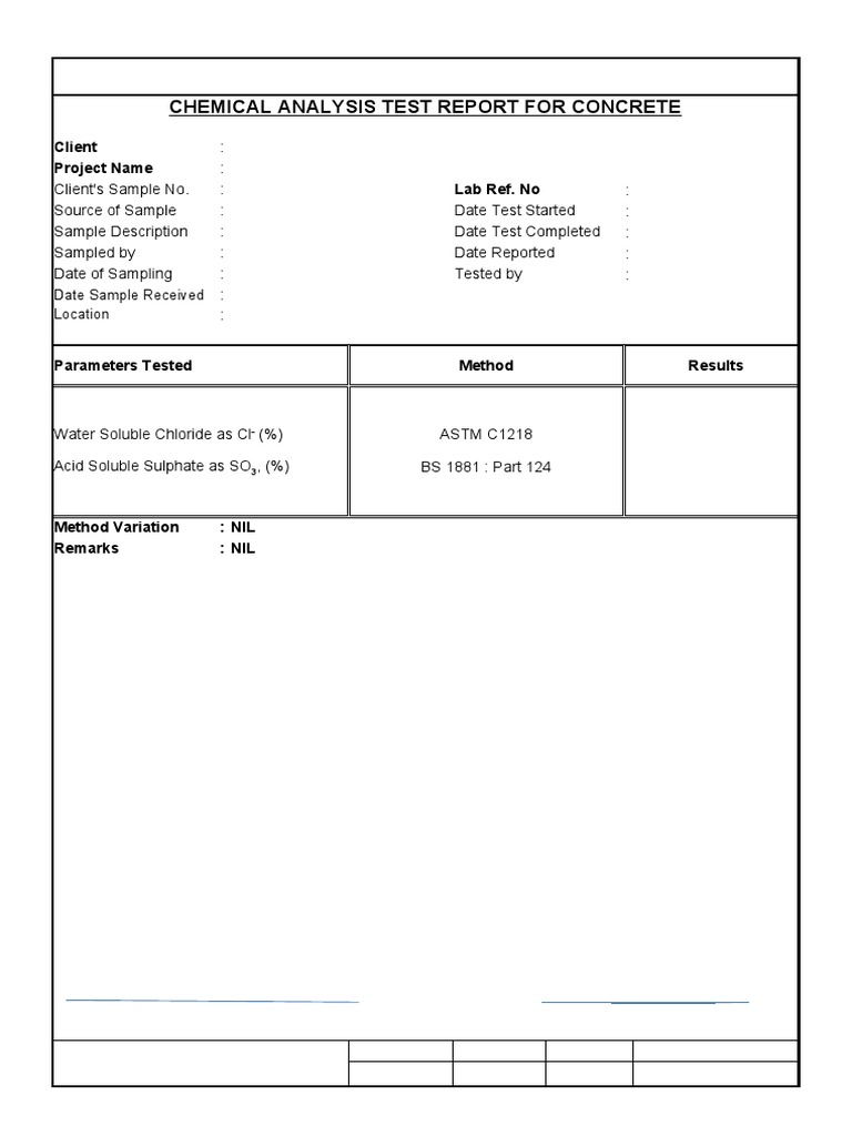 Chemical Analysis Test Report C 1218 (Concrete) | PDF