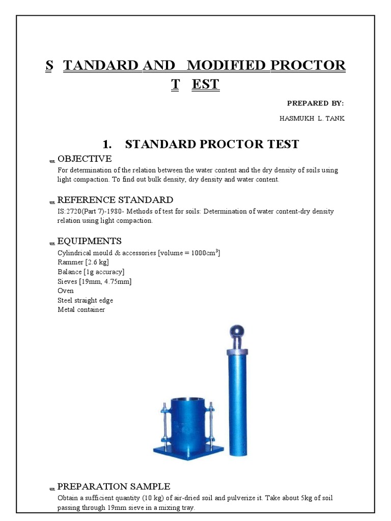 Proctor Test Procedures for Soil Compaction | PDF | Density | Soil