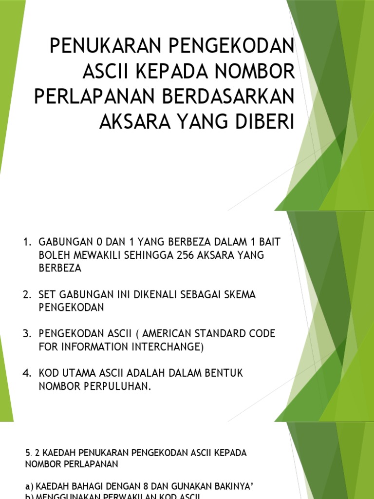 Penukaran Pengekodan Ascii Kepada Nombor Perlapanan Berdasarkan Aksara ...