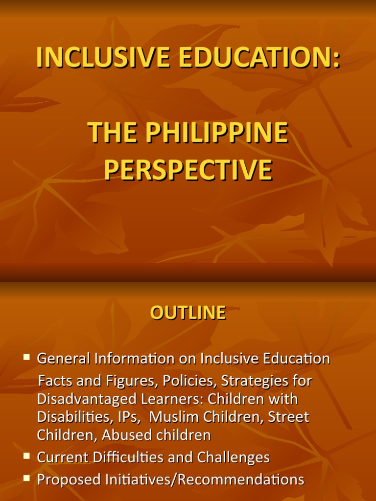 Inclusive Education - The Philippine Perspective | PDF | Inclusion ...