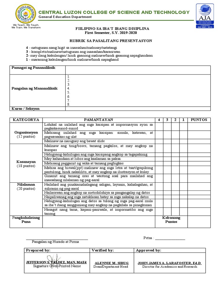 Rubrics For Proposal Defense FIL2A | PDF