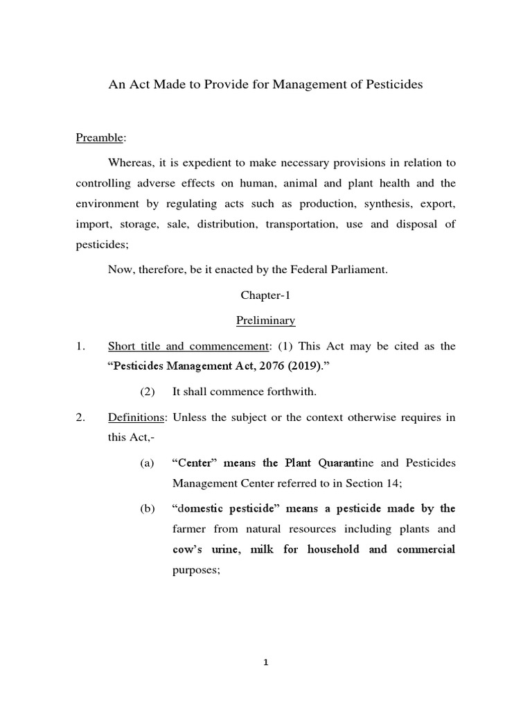 Pesticides Act Summary | PDF | License | Pesticide