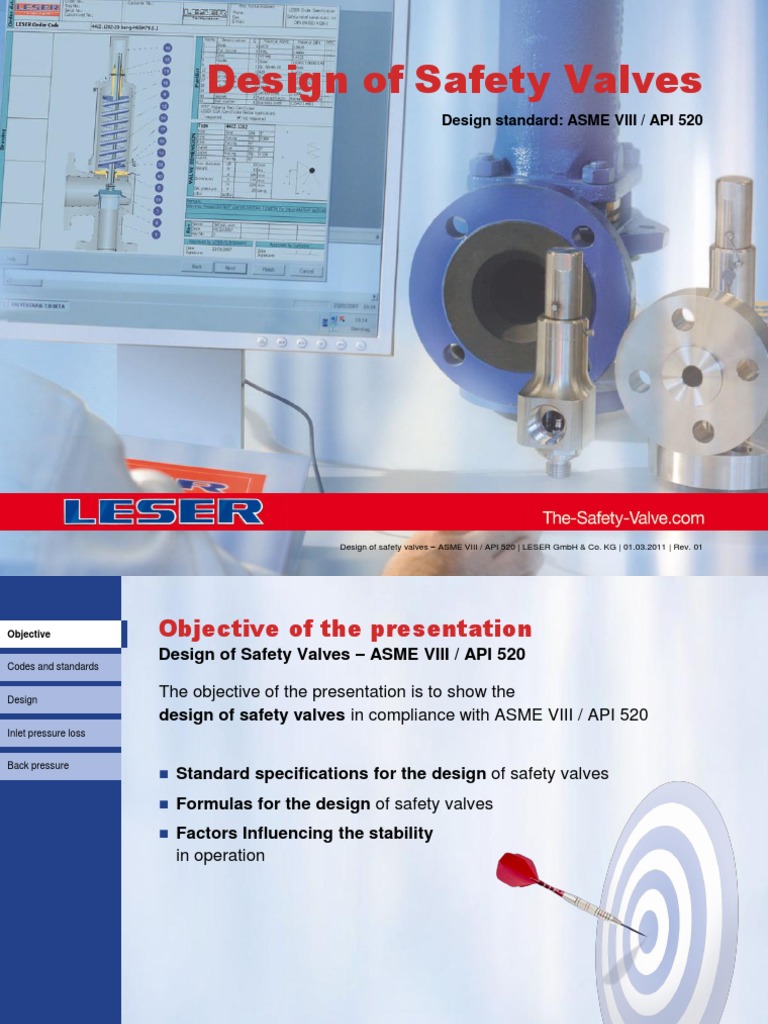 Design of Safety Valves: Design Standard: ASME VIII / API 520 | PDF ...