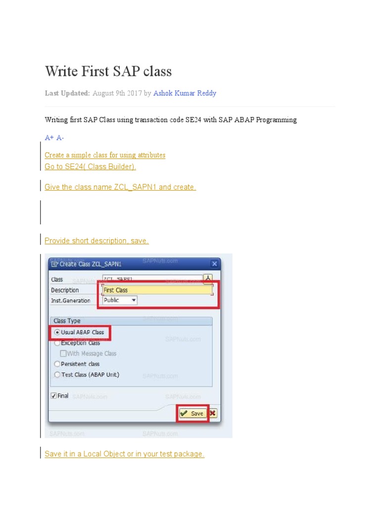 Ob3... Write First Sap Class | PDF