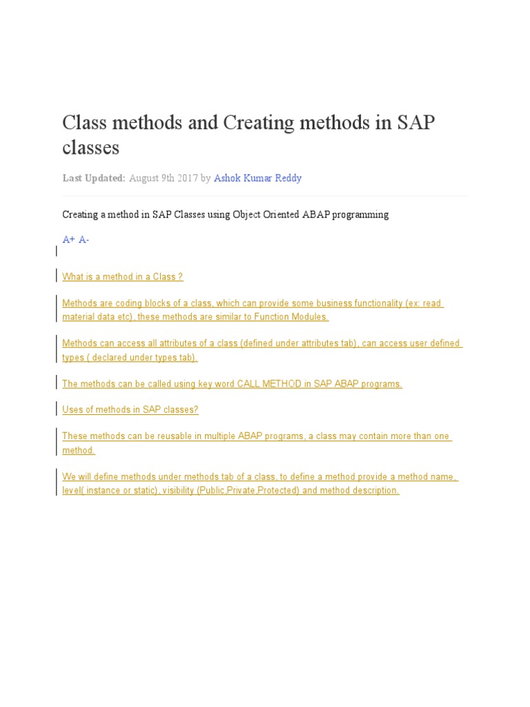 SAP ABAP Class Method Creation | PDF | Art | Computers