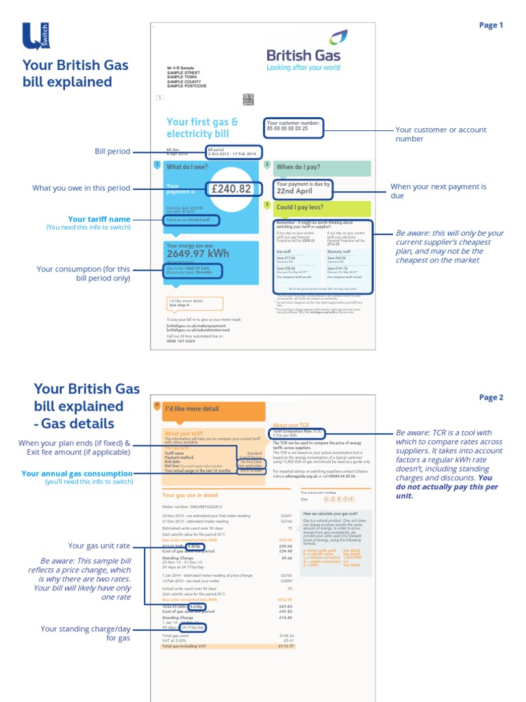 Understanding Your British Gas Bill | PDF | Kilowatt Hour | Cheque