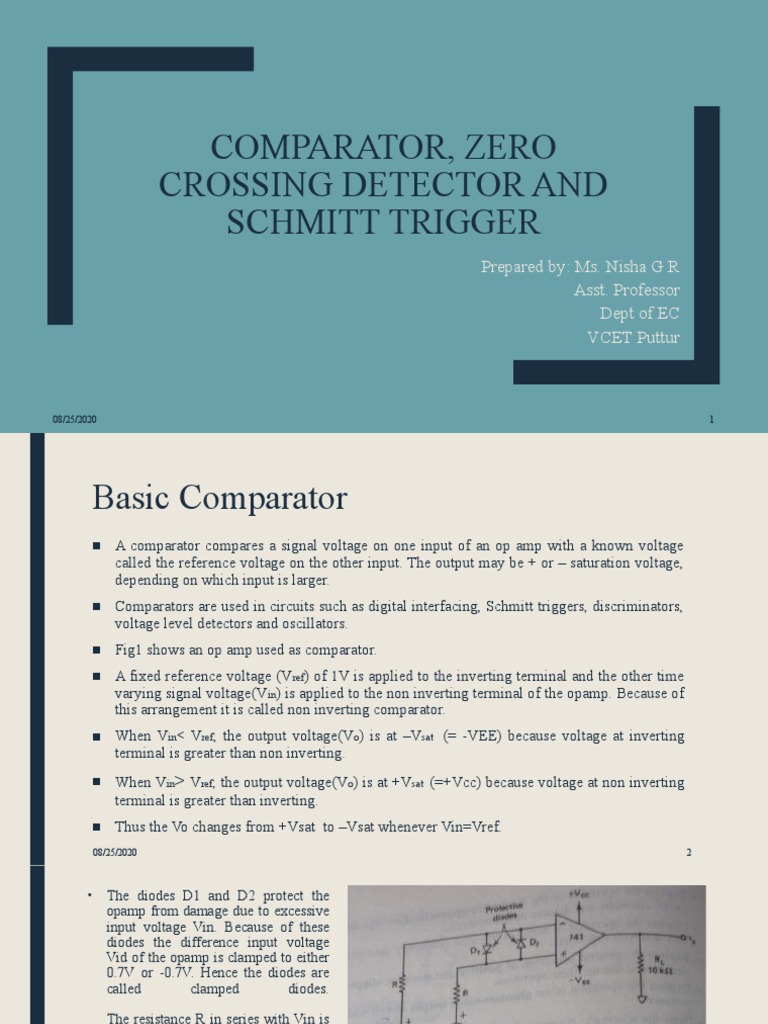 Comparator, Zero Crossing Detector and Schmitt Trigger | PDF ...