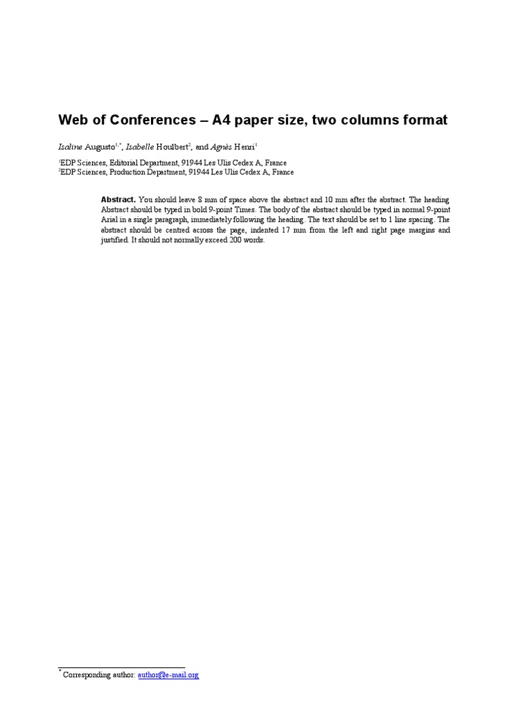 Web of Conferences - A4 Paper Size, Two Columns Format:, Isabelle ...