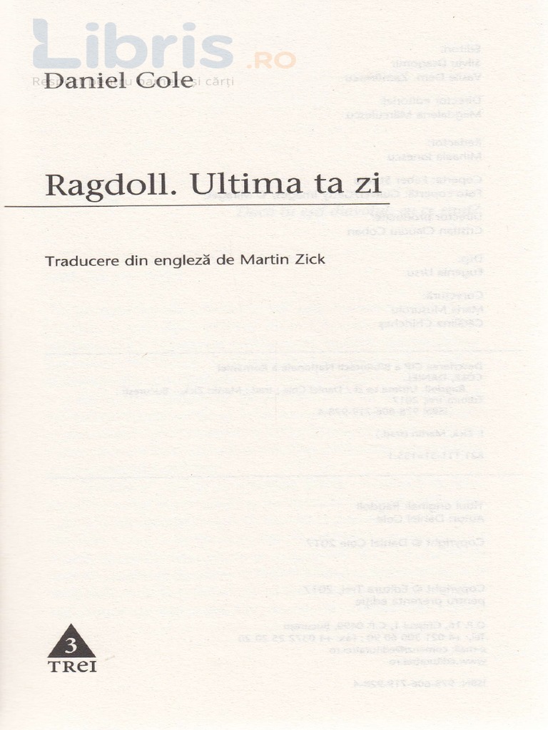 Ragdoll. Ultima Ta Zi - Daniel Cole | PDF