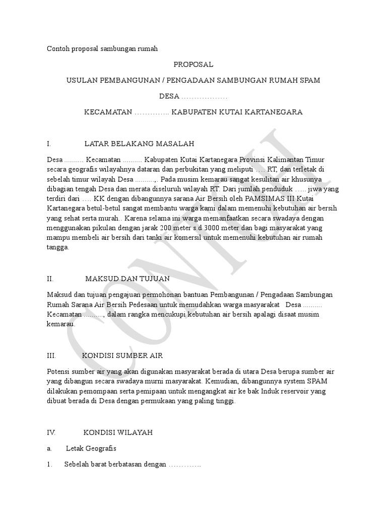 Contoh Proposal Sambungan Rumah | PDF