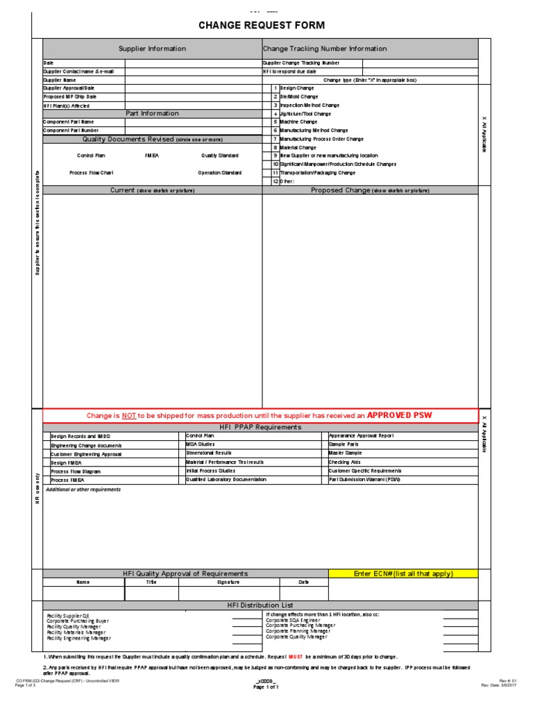 CRF change request form | PDF | Business Process | Economic Sectors