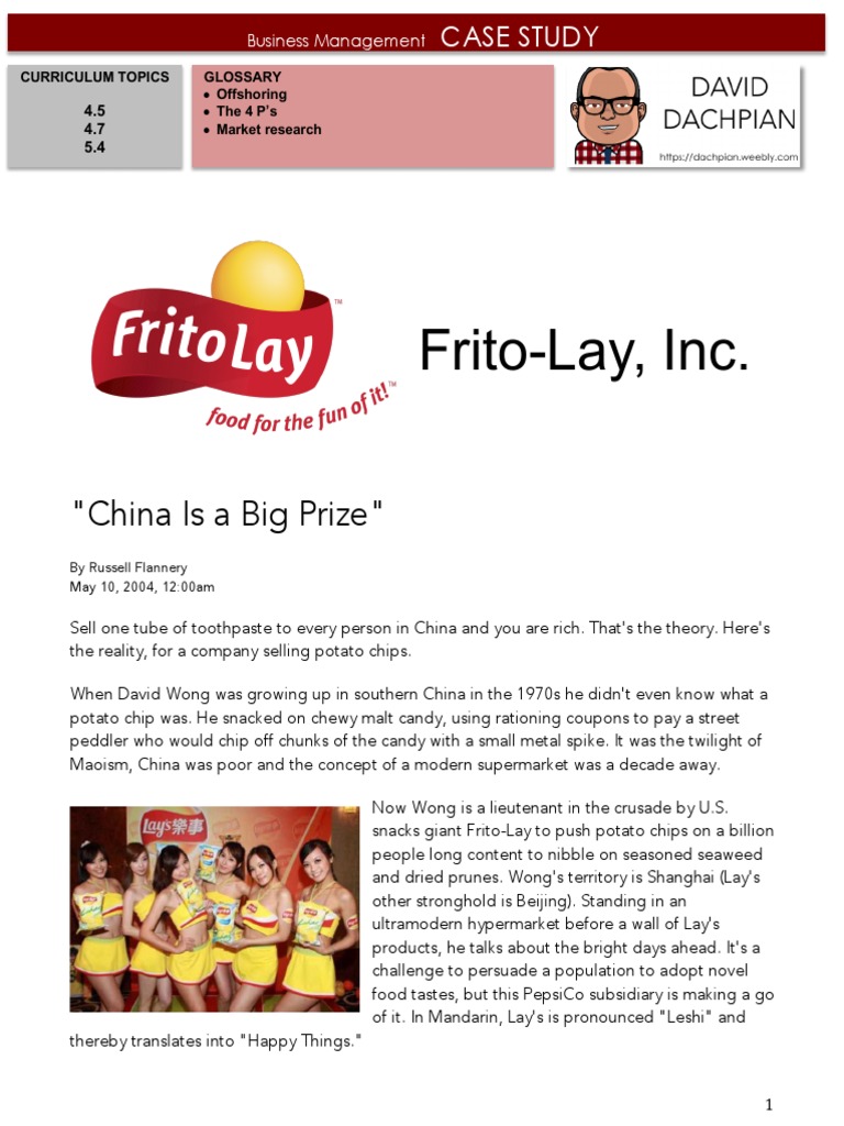 Frito-Lay's Strategy in China's Snack Market | PDF | Pepsi Co | Foods