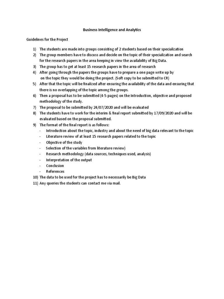 BIA Project Guidelines | PDF