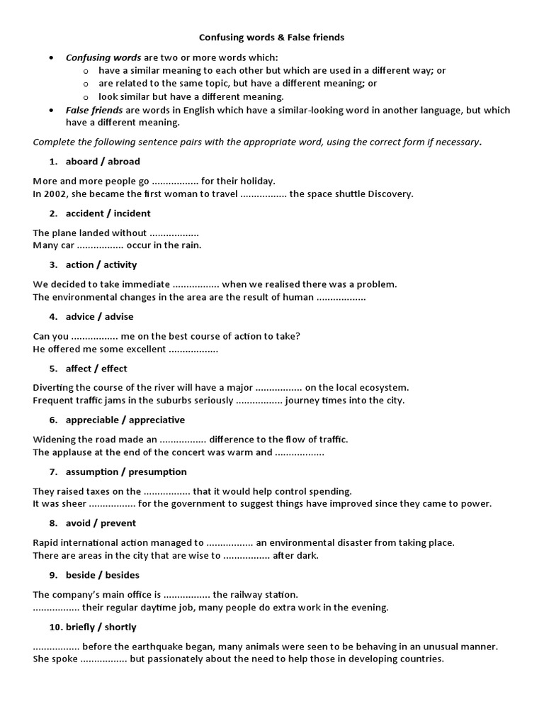 Confusing Words | PDF