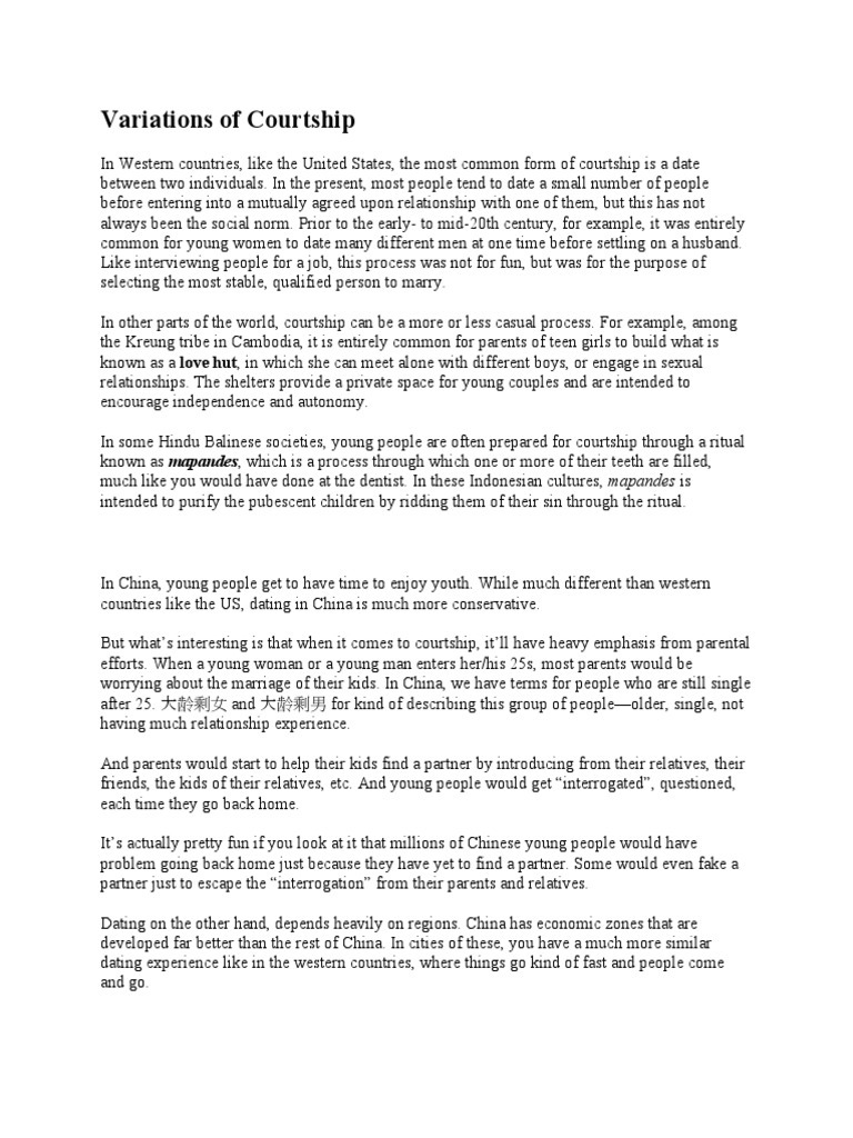 Variations of Courtship | PDF | Courtship | Romance (Love)