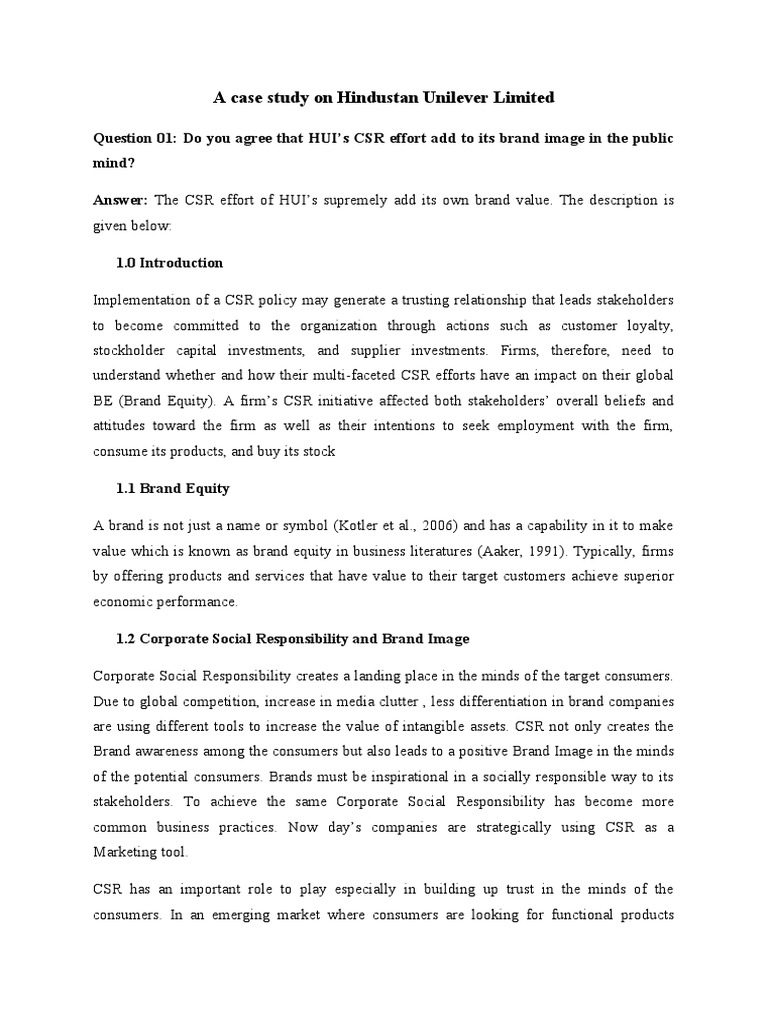 CSR Case Study | PDF | Corporate Social Responsibility | Brand