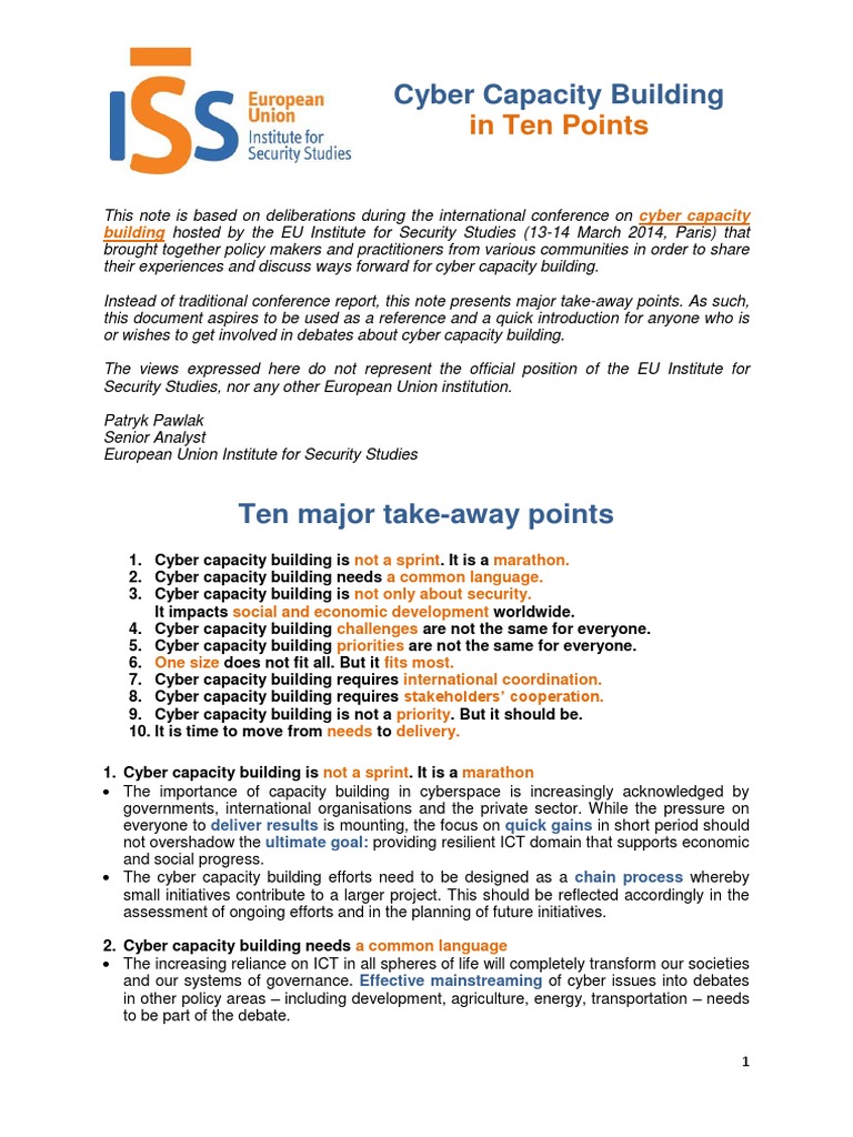 Cyber Capacity Building in 10 Points | PDF | Capacity Building ...