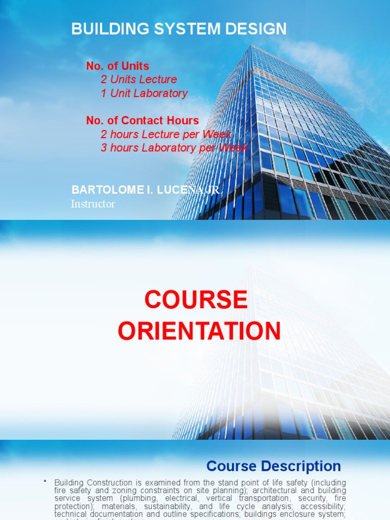 BUILDING SYSTEM DESIGN COURSE | PDF | System | Life Cycle Assessment