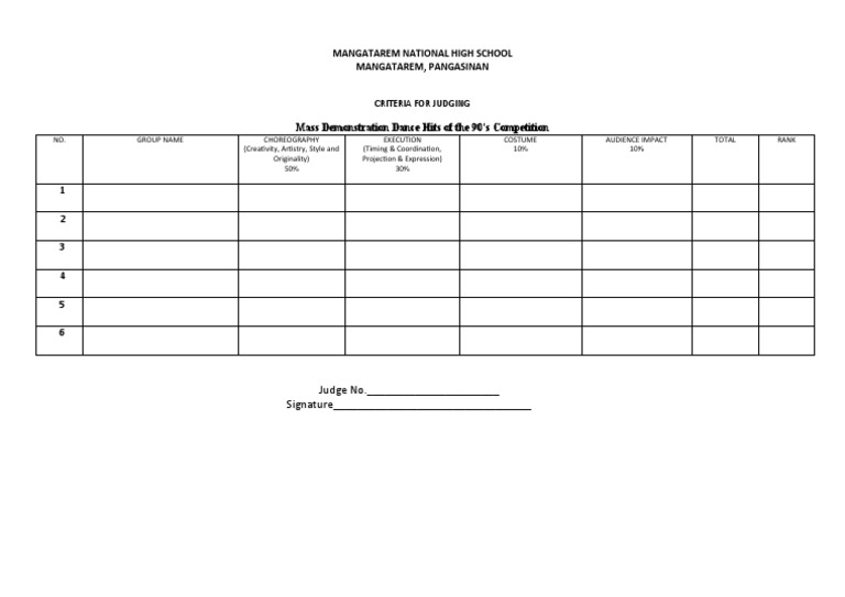 Mass Demo Dance Judging Criteria | PDF