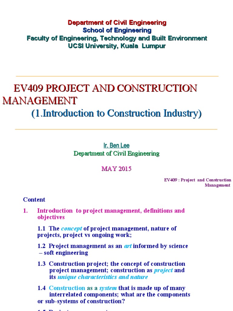 1.introduction To Construction Industry | PDF | Project Management | Goal
